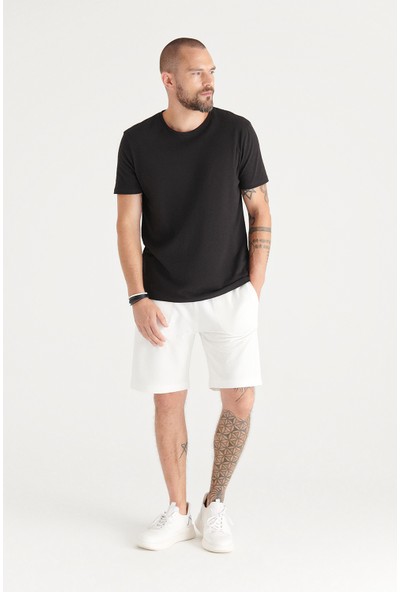 Avva Erkek Ekru Örme Düz Şort E003601