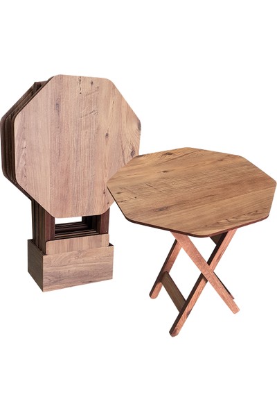 Seçen Falez Dörtlü Zigon Sehpa Sekizgen Atlantik Çam