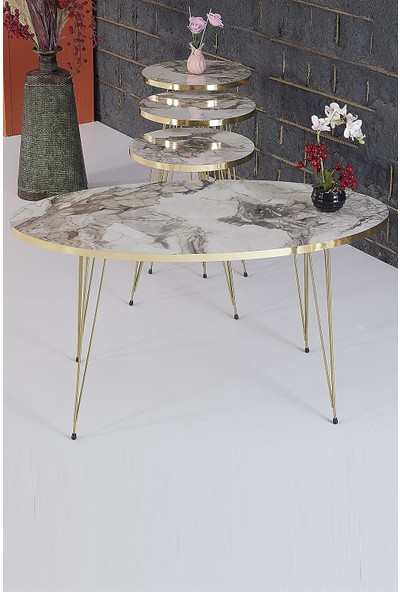 Rupon Home 3 Lü Zigon Orta Sehpa Set Elips Efes Mermer Desenli Gold Metal Ayak Rupon Home 3 Lü Zigon Orta Sehpa Set Elips Efes Mermer Desenli Gold Metal Ayak