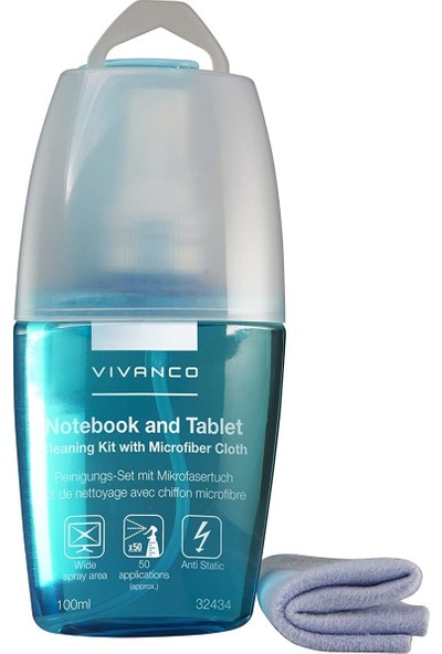 Vivanco Notebook/tablet Temizleyici Losyon 100ML + Microfiber Bez 225004 Vivanco Notebook/tablet Temizleyici Losyon 100ML + Microfiber Bez 225004