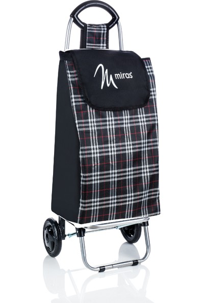 Miras Ekose Pazar Arabası - Büyük Çantalı Ses Çıkarmayan Tekerlekli Pazar Arabası Miras Ekose Pazar Arabası - Büyük Çantalı Ses Çıkarmayan Tekerlekli Pazar Arabası