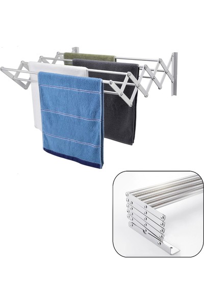 Depolife Çamaşır Balkon Kurutma Askısı Akordiyon Elbise Kurutmalık 85CM-9 Çubuk Alüminyum Duvar Montajlı Depolife Çamaşır Balkon Kurutma Askısı Akordiyon Elbise Kurutmalık 85CM-9 Çubuk Alüminyum Duvar Montajlı