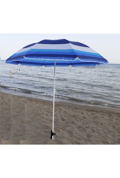 Depolife 180CM Şemsiye Plaj Deniz Bahçe Balkon Piknik Kamp Şemsiyesi Sabitleme Kazıklı Mavi Beyaz Depolife 180CM Şemsiye Plaj Deniz Bahçe Balkon Piknik Kamp Şemsiyesi Sabitleme Kazıklı Mavi Beyaz
