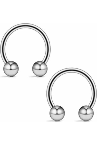 Takıconcept 316L Cerrahi Çelik 2'li Set 6mm Top Uçlu Gümüş Renk Septum Piercing Takıconcept 316L Cerrahi Çelik 2'li Set 6mm Top Uçlu Gümüş Renk Septum Piercing