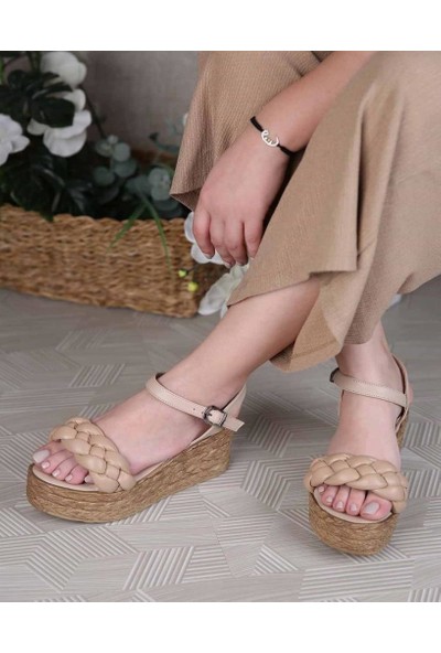 Mosimoso Darcy Örgü Kemer Yüksek Taban Kadın Sandalet