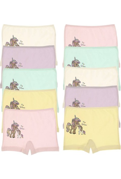 Donella 10'lu Renkli Unicorn Baskılı Kız Çocuk Şort - 4271TU