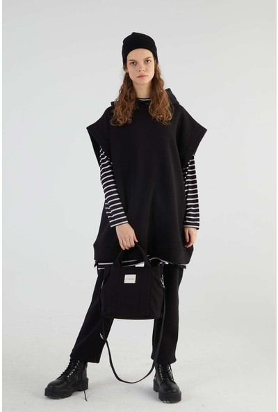 Manuka Çift Gözlü Kanvas Tote Bag Siyah Manuka Çift Gözlü Kanvas Tote Bag Siyah