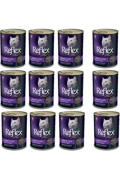 Reflex Plus Biftek ve Ciğerli Soslu Kedi Konservesi 400 gr x 12 Reflex Plus Biftek ve Ciğerli Soslu Kedi Konservesi 400 gr x 12