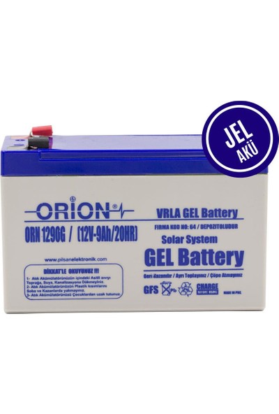 Orion ORN1290G 12V 9AH Jel Akü 01/2021 Üretim