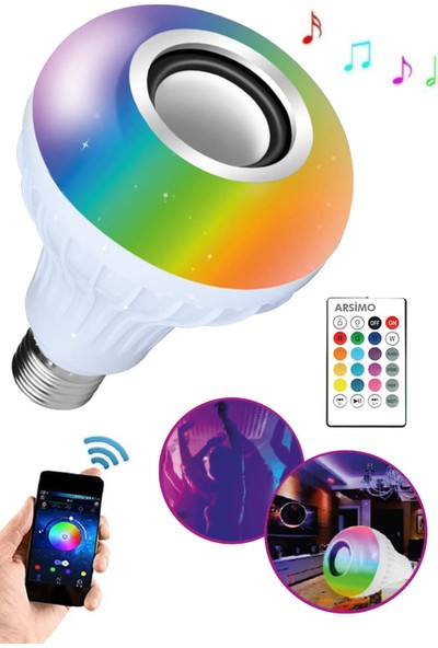 Arsimo Bluetooth Hoparlör ve LED Lamba Uzaktan Kumandalı Ampul Ars-Hprlr Arsimo Bluetooth Hoparlör ve LED Lamba Uzaktan Kumandalı Ampul Ars-Hprlr