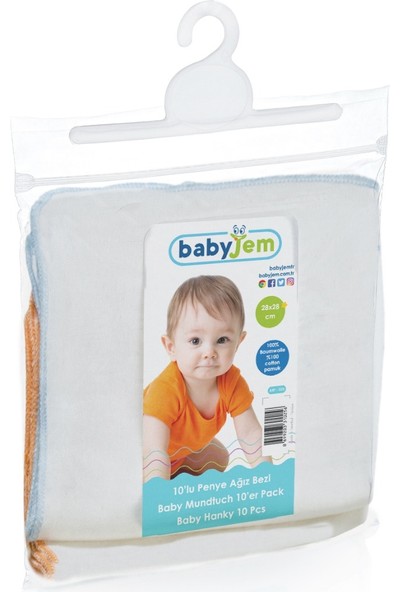 Babyjem 10'Lu Penye Ağız Bezi Beyaz 28*28