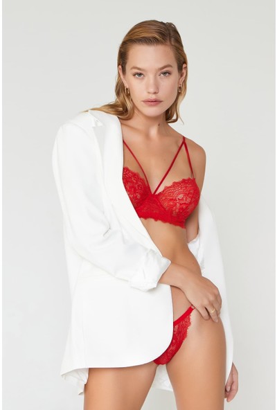 Cansoy Aura Cansoy Dantelli Kırmızı Sütyen Takımı