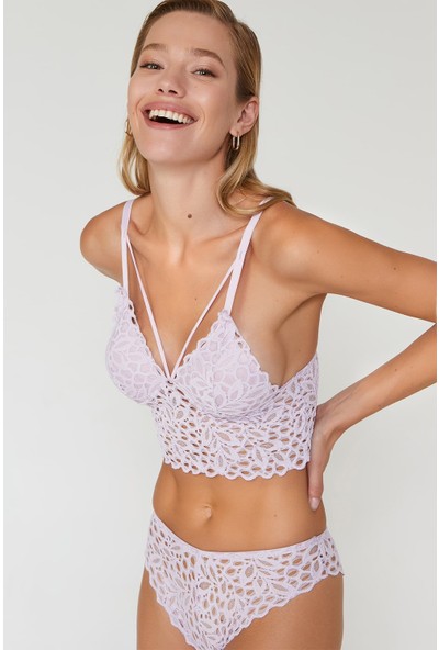 Cansoy Liona Dantelli Lila Bralet Takım