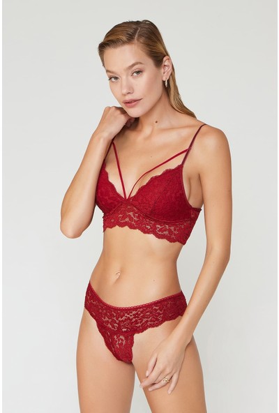 Cansoy Henna Cansoy Dantelli Vişne Bralet Takım Cansoy Henna Cansoy Dantelli Vişne Bralet Takım