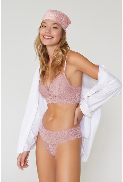 Cansoy Henna Cansoy Dantelli Pudra Bralet Takım
