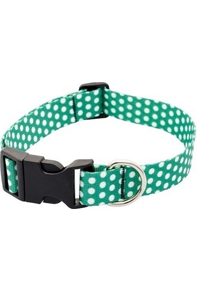 Pet Tag Art Puantiye Desenli Ayarlanabilir Köpek Boyun Tasması M Boy 25-40 cm Yeşil