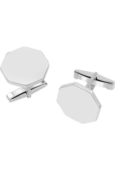 Anı Yüzük 925 Ayar Gümüş 8 Köşeli Sade Kol Düğmesi
