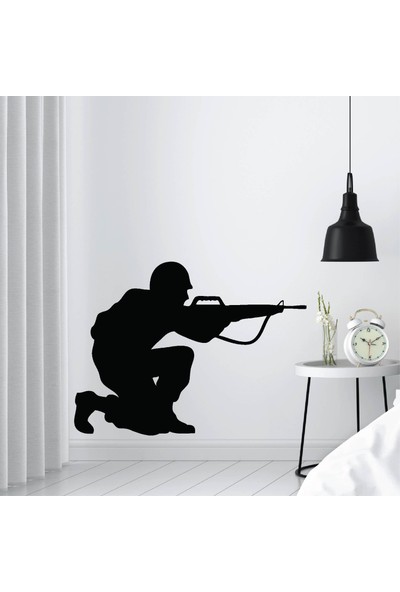 Dijitalya Silahlı Asker Dekoratif Duvar Cam Sticker Dijitalya Silahlı Asker Dekoratif Duvar Cam Sticker