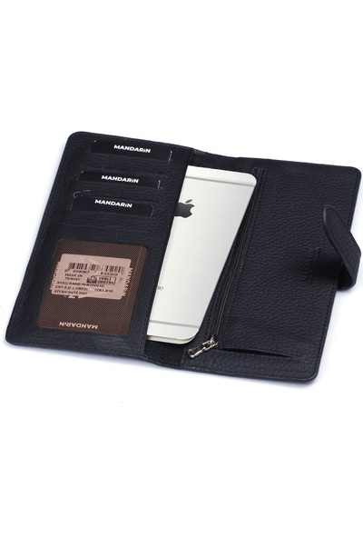Tesbihcibaba Mandarin Telefon Gözlü Siyah Deri Portföy Cüzdan MDR9573