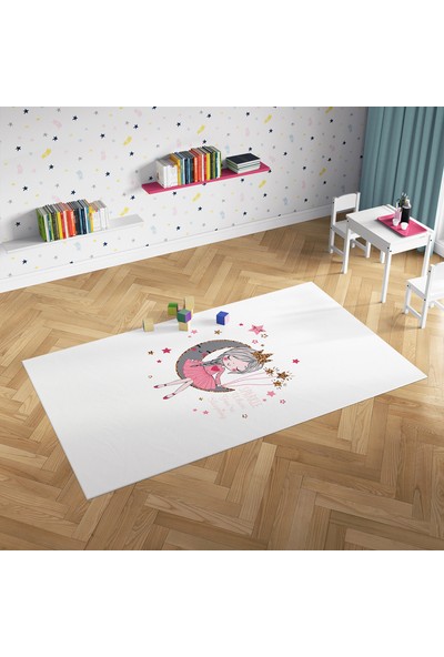 Milroma Lolla Dijital Baskı Beyaz Zeminde Ayda Oturan Prenses Çocuk Halısı ( 11MM Kalınlık ) Milroma Lolla Dijital Baskı Beyaz Zeminde Ayda Oturan Prenses Çocuk Halısı ( 11MM Kalınlık )