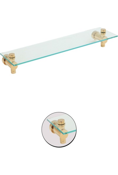 Milenay Utopic Gold Cam Etajer, Pirinç, 50CM, Pvd Kaplama Milenay Utopic Gold Cam Etajer, Pirinç, 50CM, Pvd Kaplama