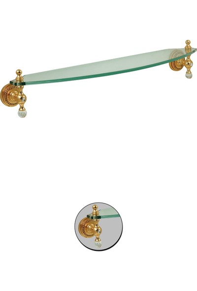 Milenay Style Gold Cam Etajer, Pirinç, 50CM, Pvd Kaplama Milenay Style Gold Cam Etajer, Pirinç, 50CM, Pvd Kaplama