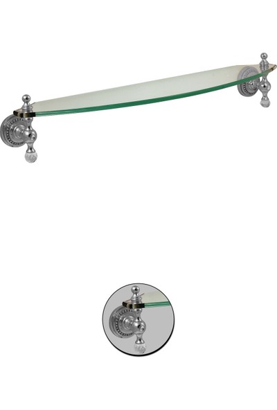 Milenay Style Chrome Cam Etajer, Pirinç, 50CM, Krom Kaplama Milenay Style Chrome Cam Etajer, Pirinç, 50CM, Krom Kaplama