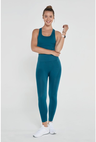 Jerf Gela Yüksek Bel, Esnek ve Toparlayıcı Spor Tayt Petrol