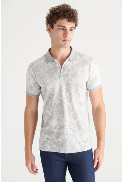 Avva Erkek Gri Polo Yaka Jakarlı Slim Fit T-Shirt A11Y1197 Avva Erkek Gri Polo Yaka Jakarlı Slim Fit T-Shirt A11Y1197