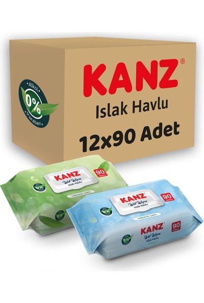 Kanz Islak Havlu 90'lı 12X90 Adet Kanz Islak Havlu 90'lı 12X90 Adet