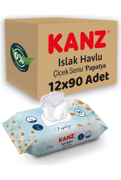 Kanz Islak Havlu 90'lı Papatya 12X90 Adet