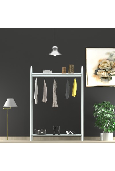 Uyan Ev Ürünleri Elit 2 Metal Portmanto Ayaklı Elbise Askısı 2 Raflı Dekoratif Konfeksiyon Askılığı Beyaz Uyan Ev Ürünleri Elit 2 Metal Portmanto Ayaklı Elbise Askısı 2 Raflı Dekoratif Konfeksiyon Askılığı Beyaz