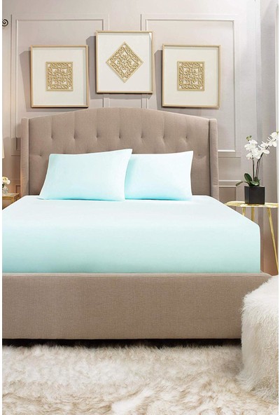 Lady Moda Çift Kişilik %100 Pamuklu Penye Lastikli Çarşaf | Mint