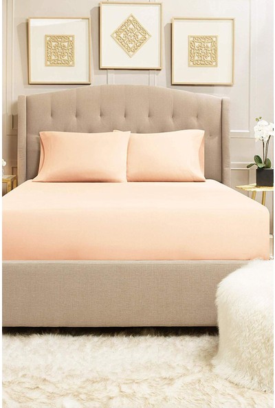 Lady Moda Çift Kişilik %100 Pamuklu Penye Lastikli Çarşaf | Pudra