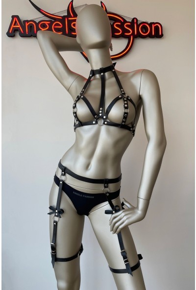 Angels Passion Fantezi Deri Jartiyer Harness Iç Giyim Modelleri