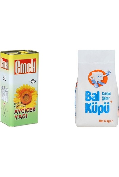 Emek Ayçiçek Yağı 5 kg + Balküpü Şeker 5 kg Emek Ayçiçek Yağı 5 kg + Balküpü Şeker 5 kg