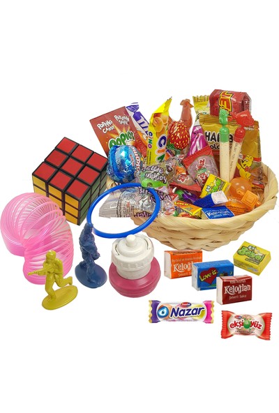 Chavin Hasır Sepet İçinde Mini Nostalji Şekerleme Ve Oyuncak Paket Yap74 Chavin Hasır Sepet İçinde Mini Nostalji Şekerleme Ve Oyuncak Paket Yap74