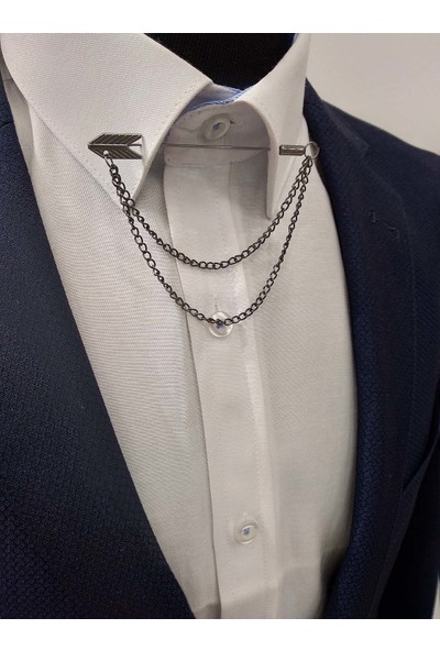 Gutiero Nikel Ok Zincirli Gömlek Yaka Iğnesi