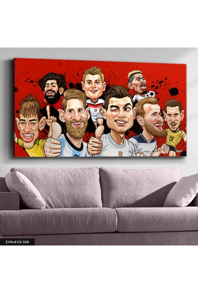 Evine Moda Futbolcu Karikatür Kanvas - Canvas Tablo Evine Moda Futbolcu Karikatür Kanvas - Canvas Tablo
