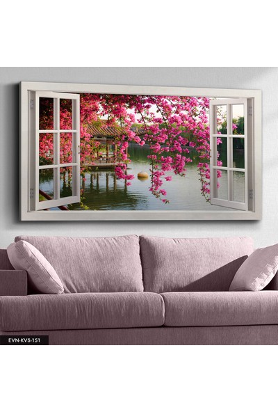 Evine Moda Sahile Açılan Pencere Kanvas - Canvas Tablo Evine Moda Sahile Açılan Pencere Kanvas - Canvas Tablo