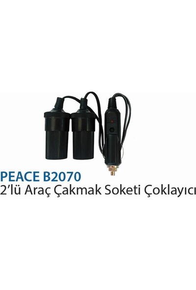 Peace B2070 2 Li Araç Çakmak Soketi Çoklayıcı-Pakkette 10 Adet Peace B2070 2 Li Araç Çakmak Soketi Çoklayıcı-Pakkette 10 Adet