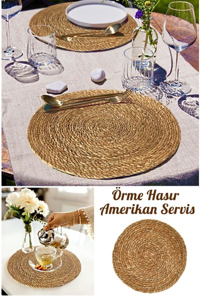 Homenıva El Yapımı Örme Hasır Amerikan Servis Supla 36 cm Homenıva El Yapımı Örme Hasır Amerikan Servis Supla 36 cm