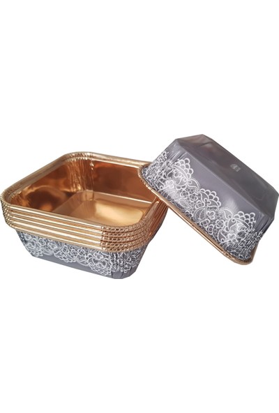 Roll-Up Premium Gri Desenler Kare Tatlı Kase 6lı