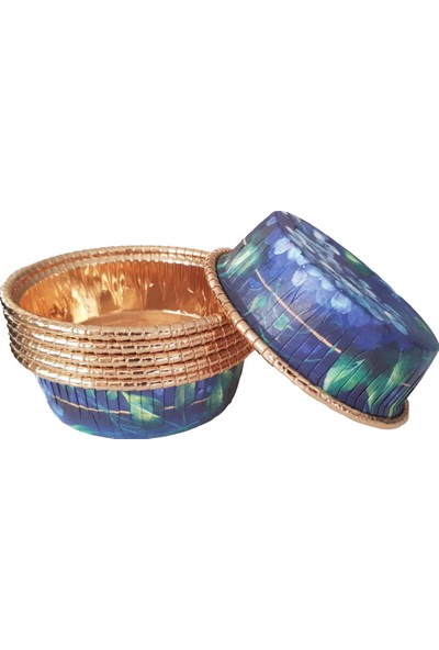 Roll-Up Premium Yaprak Desenli Lacivert Yuvarlak Tatlı Kase 6lı Roll-Up Premium Yaprak Desenli Lacivert Yuvarlak Tatlı Kase 6lı