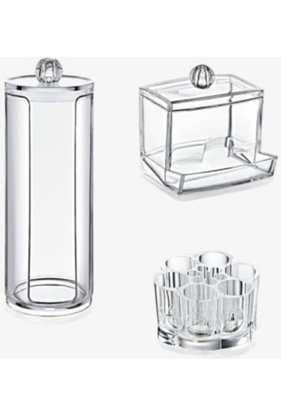 Easyso Dede Üçlü Makyaj Organizer Seti Pamukluk ,rujluk