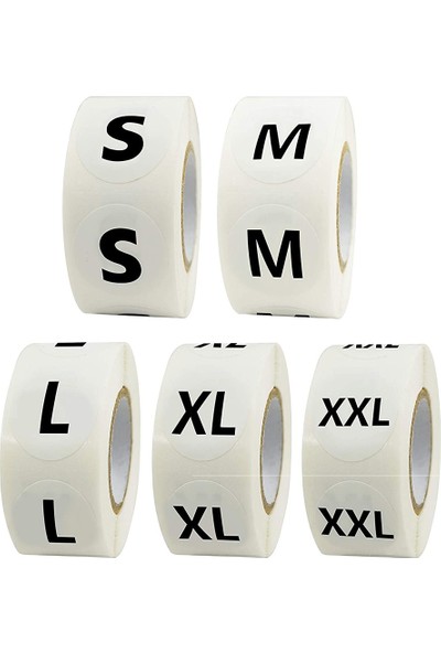 Hodbehod Beyaz Renk Yapışkanlı Beden Etiketi S-M-L-Xl-Xxl 5 Rulo Hodbehod Beyaz Renk Yapışkanlı Beden Etiketi S-M-L-Xl-Xxl 5 Rulo