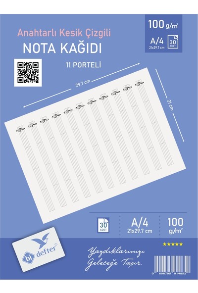 Bi Defter Nota Kağıdı - Sol Anahtarlı, Kesik Çizgili