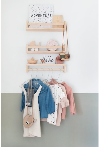 Karaköse Ahşap Montessori Kitaplık Çocuk Odası Duvar Rafı Ahşap Kitaplık Raf 3lü 50 Cm