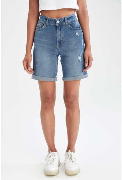 Defacto Yüksek Bel Yırtık Detaylı Mini Şort U3021AZ21SM Defacto Yüksek Bel Yırtık Detaylı Mini Şort U3021AZ21SM