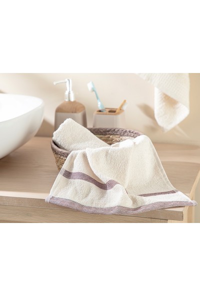 English Home Stripe Blush Yıkamalı El Havlusu 30X45 cm Bej – Bordo